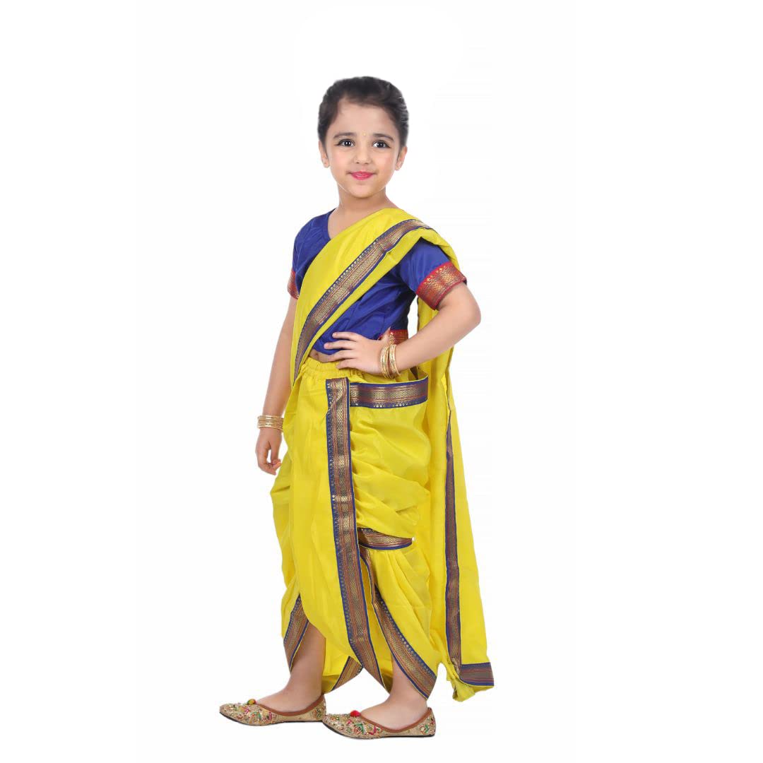 Marathi Lavani Sari for Girls Kids Folk Dance Lavni Dress – ItsMyCostume